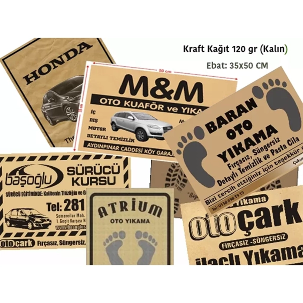 Logo Printed Kraft Paper Car Floor Mats – 90 gsm Promotional